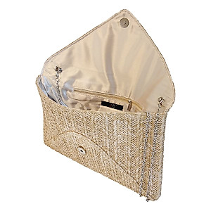 JNB Women's Straw Envelope Clutch Natural
