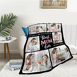 Custom Blanket Personalized Mother Gift for Mom from Daughter, Customized Blankets with Photos Soft Throw Blanket for Her