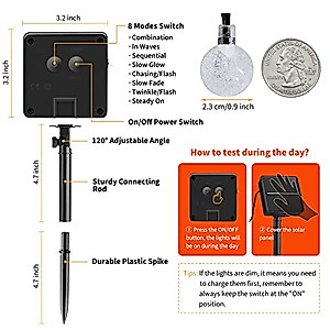 Solar Christmas String Lights Outdoor Waterproof, 2 Pack 60 LED 36.5 FT Each, Crystal Globe Lights with 8 Lighting Modes, Solar Powered Patio Lights for Garden Yard Porch Wedding Party Decor (Orange)