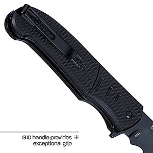 CRKT Ignitor EDC Folding Pocket Knife: Assisted Opening Everyday Carry, Plain Edge, Liner Lock with G10 Handle 6885,Black