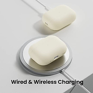 ORNARTO Compatible with AirPods Pro 2 Case (2022), Protective Liquid Silicone Cover for AirPods Pro 2nd Generation with Lanyard Soft Skin Front LED Visible -Starlight