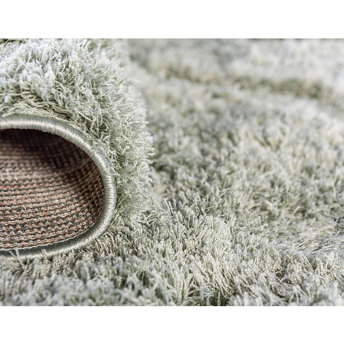 Unique Loom Floral Shag Collection Area Rug-Carved, 4 ft x 6 ft, Green