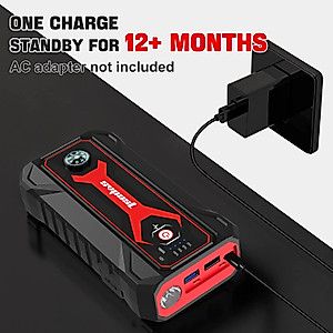 Svpast Jump Starter Car Battery Charger Portable 1600A Peak 18000mAh 12v Power Booster Pack Up to All Gas 7L Diesel Jumper Cables Dual USB Quick Charge QC 3.0 with Compass and Safety Hammer (NW-100)