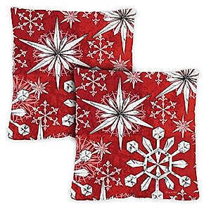 Toland Home Garden Snowflake Salutations 18 x 18 Inch Indoor, Pillow, Case (2-Pack)