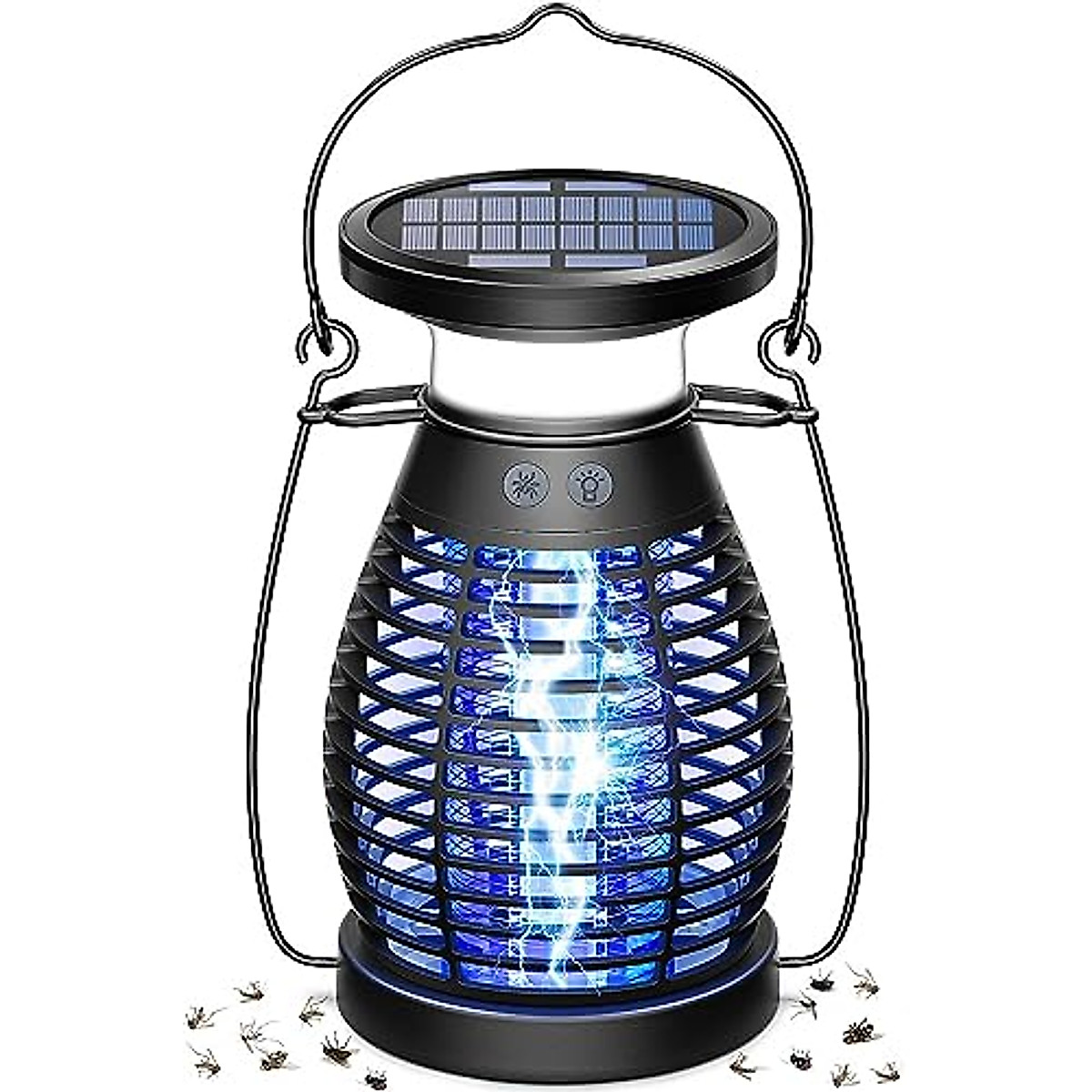 BURLAN Solar Bug Zapper Outdoor & Indoor, Cordless Mosquito Zapper Rechargeable Waterproof Fly Zapper for Camping, Home, Patio, Backyard, Kitchen