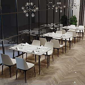 Wisfor Sintered Stone Dining Table: 47.2x27.5 Inch White Kitchen Table with Metal Legs for Dining Room - 6-Seat Restaurant Table (No Chairs)