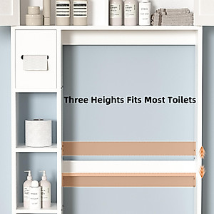 IdeaKey Over The Toilet Storage Cabinet with Toilet Paper Holder Stand, 7-Tier Freestanding Bathroom Over Toilet Storage with Shelves and Doors, Behind Toilet Storage Cabinet, White