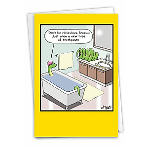 NobleWorks - 1 Hilarious Cartoon Birthday Card with Envelope - Funny Cartoons, Bday Congrats Greeting - Big Squeeze C3346BDG