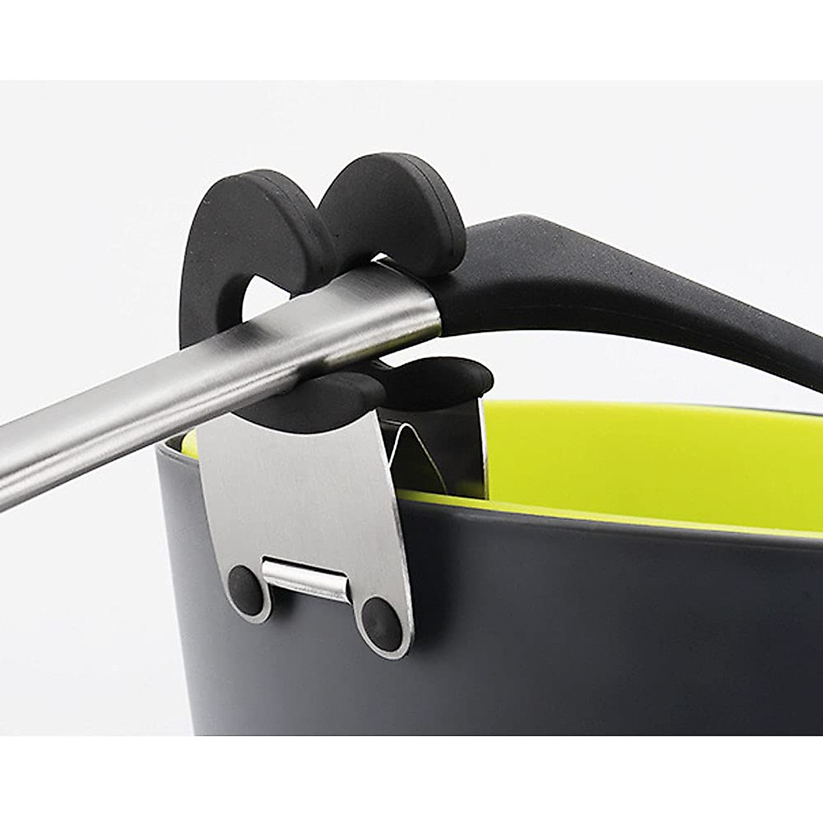 brandname Ackron Pot Spoon Holder Pot Clip Holder Anti Scald Silicone Grip for Spoon Spatula Fork Cooking Utensils Spoon Rest Kitchen Accessories Tools 4 pcs (Black)