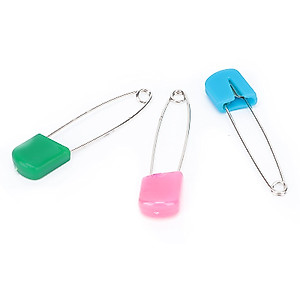 Diaper Pins Baby Safety Pins, Large Colored Safety Pins, Stainless Steel Safety Locking Baby Cloth Diaper Nappy Pins (#3)