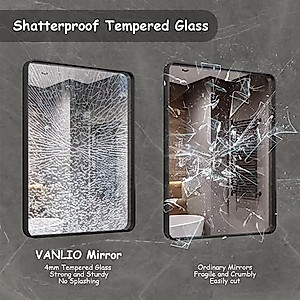 VANLIO Black Framed Bathroom Mirror, 28x36 Rectangle Matte Black Bathroom Mirror for Wall with Round Corner, Tempered Glass, Non-Rusting, Modern Farmhouse Metal Frame Mirror(Horizontal/Vertical)