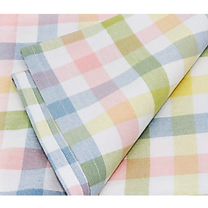 COTTON CRAFT Countryside Classic Gingham Buffalo Check Plaid Tablecloth - Premium Cotton - Spring Easter Bunny Luncheon Dinner - Table Cover - 60 inch x 84 inch - Yellow Multi