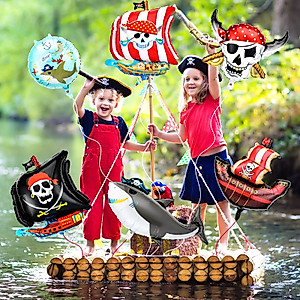 10 Pcs Pirate Ship Foil Balloons Pirate Birthday Party Supplies Pirate Party Decorations Ocean Birthday Decorations Pirate Balloons Pirate Ship Skeleton Shark Balloon for Birthday Party Supplies