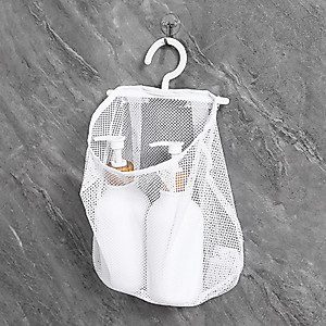 PartyKindom Hanging Mesh Clip Bag for Storage, Bathroom Laundry Bag, Multi-functional Mesh Clothespin Bag, Kitchen Storage Holder Bag, Fruit Vegetable Holder Pouch