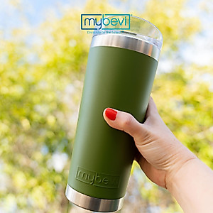 MyBevi Classic Premium Stainless Steel Tumbler with 12-Hour Temperature Control, Tritan Lid, and BPA-Free Construction | Army Green, 26 oz