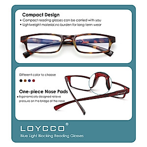 Loycco 4 Pack Rectangle Narrow Reading Glasses Blue Light Blocking Women Men Lightweight Compact Readers Computer Eyeglasses 2.5