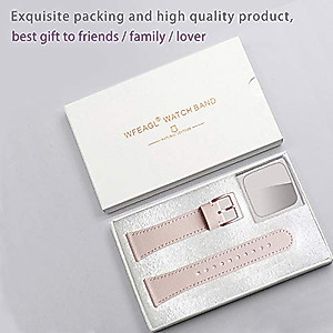 WFEAGL for Fitbit Versa Bands, Top Grain Leather Band Replacement Strap for Fitbit Versa/Versa 2 /Versa Lite/Versa SE Fitness Smart Watch (PinkSand Band+ Rosegold Buckle)