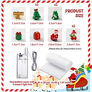 17 Pieces Christmas Village Sets Lighted LED Christmas Village Houses, Xmas Tree Gift Box Snowmen Santa Sign Miniature Figurines Snow Blanket, Christmas Home Table Decor Collectible Buildings