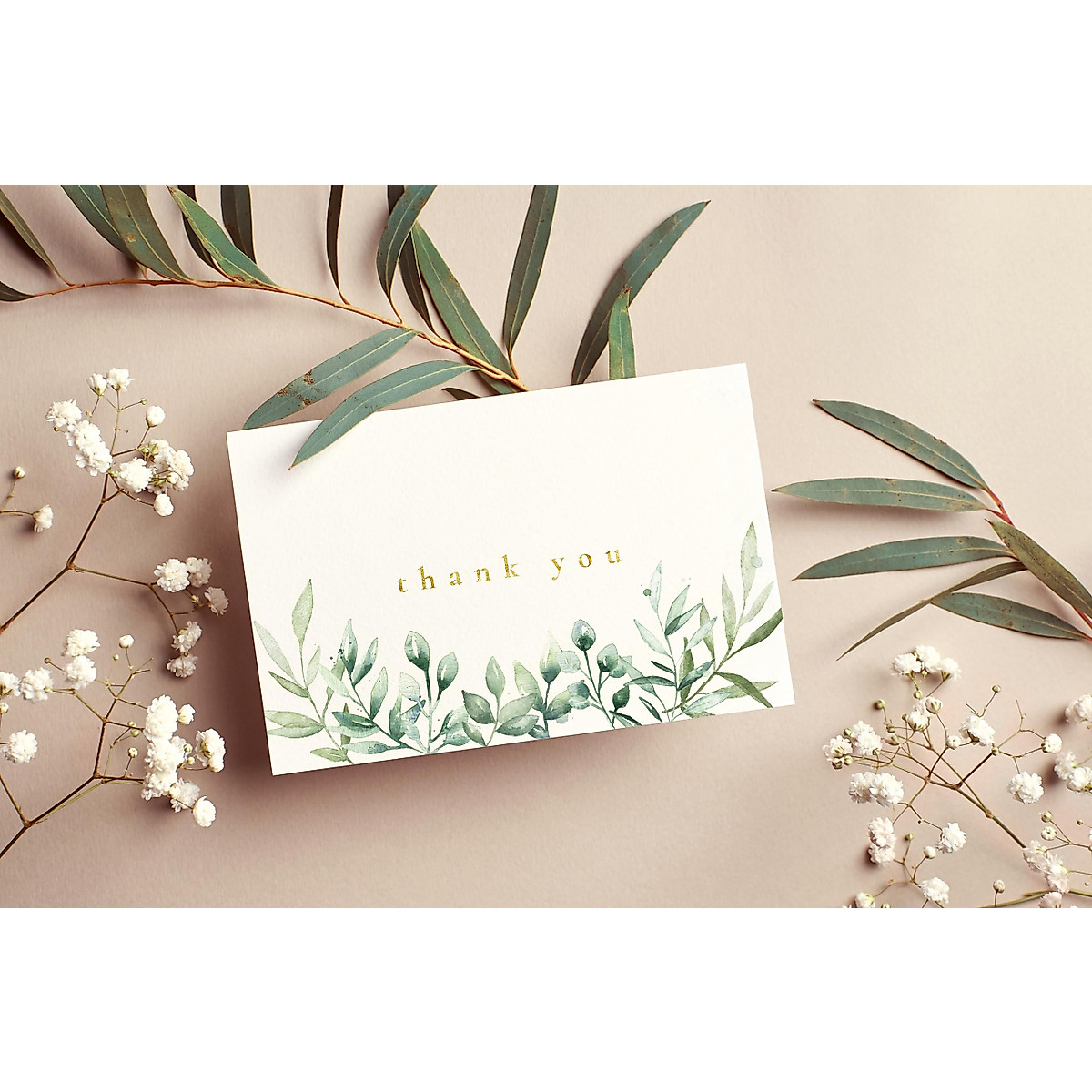 Gooji 4x6 Golden Greenery Thank You Cards with Envelopes (Bulk 36-Pack) | Wedding Thank You Cards, Bridal Shower Thank You Cards, Birthday Party, Baby Shower, Blank Notes Small Business