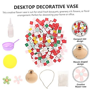 IMIKEYA 3 Sets Mosaic Vase Shell Vase Flower Vase Mosaic Stones Vases for Flowers Home & Kitchen Water Vase Handmade Floral Vase Glass Craft Tile Alcohol Glue Child Supplies Dried Flowers