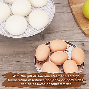 Round Steamer Rack 1pcs with Silicone Steamer Liners, Stainless Steel Food Steamer Basket with Removable Stand for Steamer Cooking, Instant Pot Steamer Basket for Vegetables Dumplings fish and Seafood (Round-6.9inch/17.5cm)