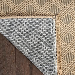 Nourison Washable Jute Geometric Natural 2' x 4' Area -Rug, Easy -Cleaning, Non Shedding, Bed Room, Living Room, Dining Room, Kitchen (2x4)