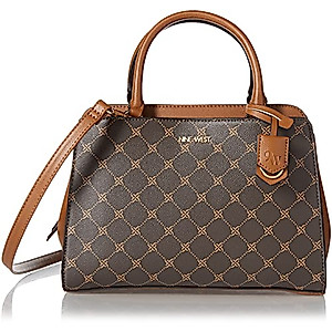 NINE WEST Endora Satchel, Brown Logo/TAN