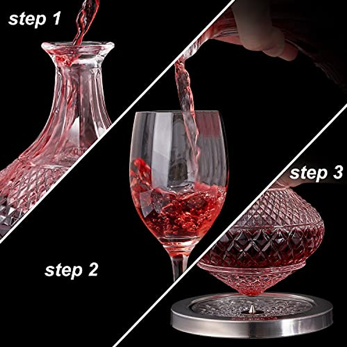 paysky spinning wine decanter with stopper, 50 oz red wine decanter crystal and gift box, for wedding gift, birthday, helovers'day, christmas day.