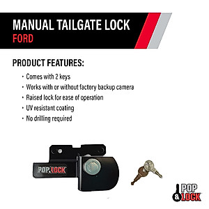 Pop & Lock PL2500 Black Manual Tailgate Lock for Ford (Works Without Factory Lock)