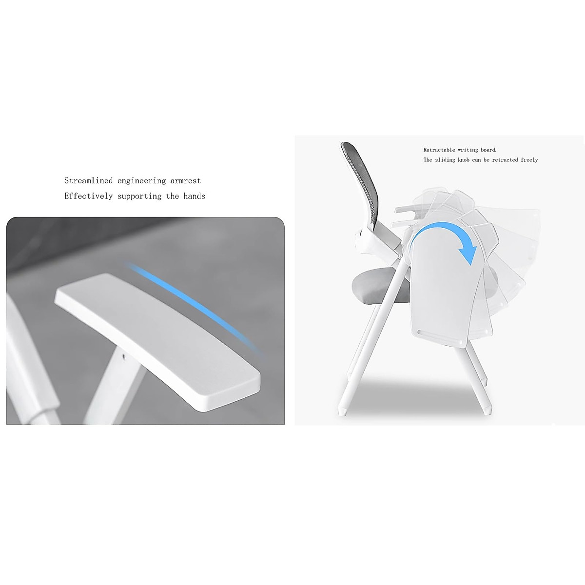 Favourite Training Chair with Table Board Conference Room Folding Chair Office Chair Training Table and Chair Integrated White Conference Chair with Writing Board (Color : Black)