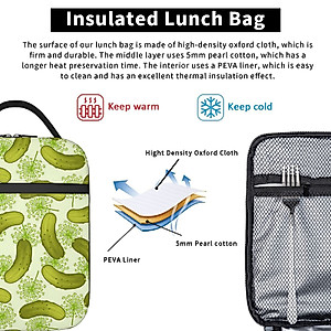 DICITNET Dill Pickles Lunch Box Reusable Insulated Lunch Bag Ladies Men's Lunch Box Suitable for Camping Office School