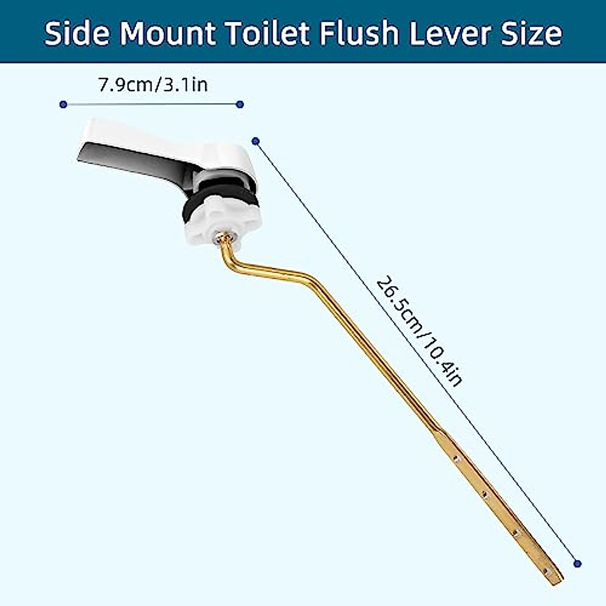 Hygie Rinse Universal Toilet Trip Lever Toilet Tank Side Mount Handle with 1pc Flapper Chain, Toilet Flush Lever Handle Toilet Handle Replacement Kit, White