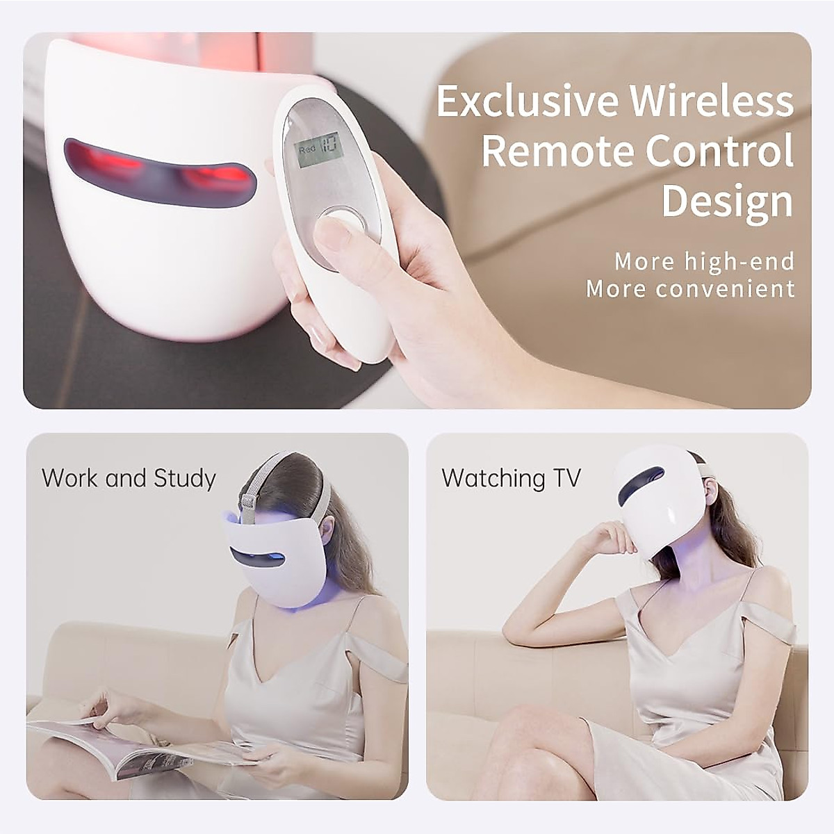 HIME SAMA Led Face Mask, Red Light Mask for Face, FSA/HSA Eligible, Infrared, Red & Blue Light Mask for Skin Care, Wrinkle Reduction, Wireless Face Mask. (Miracle STAR RB-010)