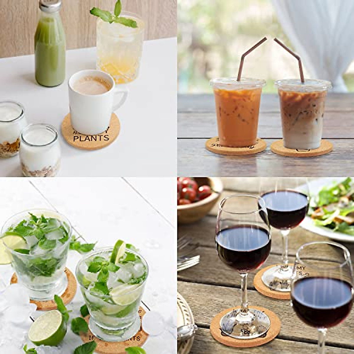 Homento Funny Plant Coasters for Drinks Absorbent with Holder-Plant Gifts for Plant Lovers Women,Funny Succulent Gifts for Gardeners,Crazy Plant Lady Gift,Plant Cork Coasters with Cork Base,Set of 6