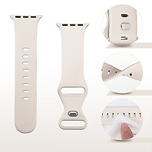 Tighesen Sport Bands Compatible with Apple Watch Band Ultra 2/Ultra SE Series 9/8/7/6/5/4/3/2/1 38mm 40mm 41mm 42mm 44mm 45mm 49mm S/M M/L for Women/Men Silicone iWatch Band(Starlight, 38/40/41mm S/M)