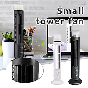 HURRISE Bladeless Tower Fan, Oscillating Fans Standing Fans for Indoors 90 Degree Oscillating Quiet Portable USB Desk Fan with Light for Home Bedroom Office (Black)