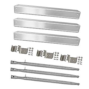 Kalomo Grill Heat Plates Shields Gas Grill Burners BBQ Grill Replacement Parts for Chargriller 3001 5050, 5650, 5252, 3008, 3030, 4000, King Griller 3008, 5252, Burner Pipe Tube with Hanger Brackets