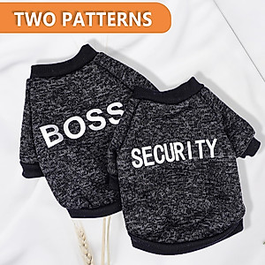 2 Pack Black Security Dog Sweatshirt Fleece Dog Sweaters for Small Dogs Male Warm Dog Winter Clothes Boy Dog Clothes Teacup Chihuahua Clothes Cat Sweater Pet Puppy Outfit Coat Black, XXS