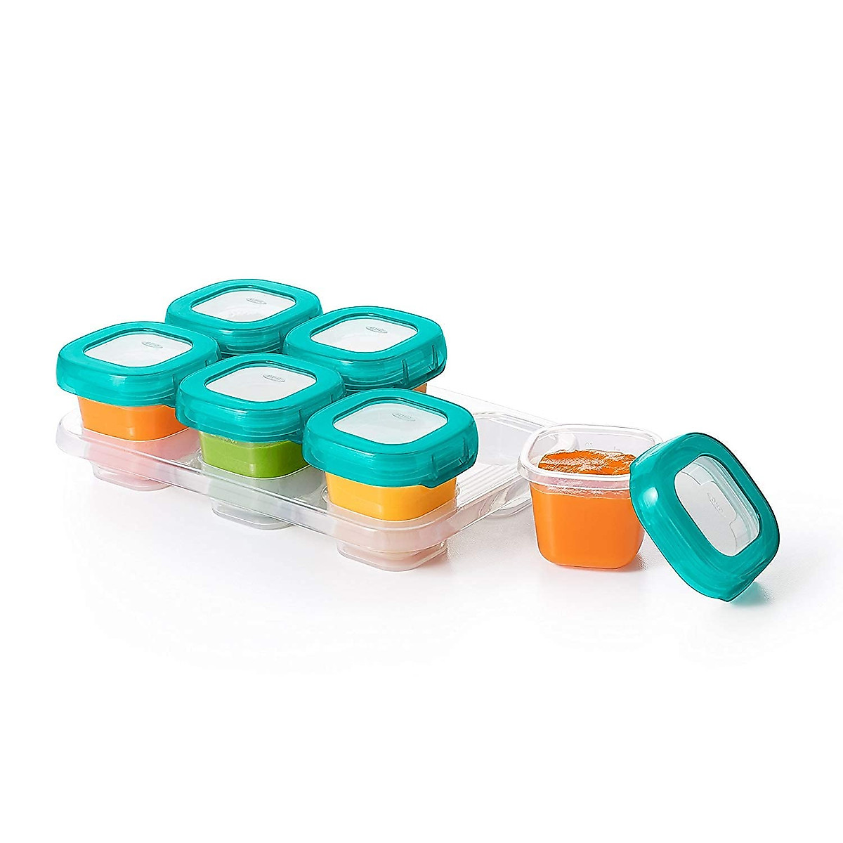 OXO Tot Baby Blocks Food Storage Containers, Teal, 2 Ounce - Set of 2
