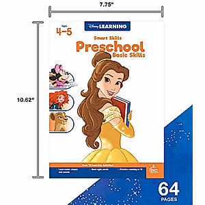 Disney Learning Preschool Basic Skills Workbook―Handwriting, Letter Recognition, Counting, Language Arts and Math Practice for Ages 4-5, Smart Skills Series (64 pgs)