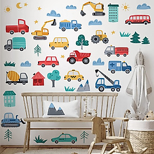 Car City Road Wall Decals Traffic Road Sign Enlightenment Wall Stickers for Playroom, Nursery, Boy Room, Bedroom, Classroom, Living Room.