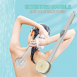 VEFSU Long Handle Liquid Bath Brush Multifunctional Detachable Back Body Bath Shower Sponge Scrubber Brushes with Handle Massager Exfoliating Body Brush for Hair (Green, One Size)