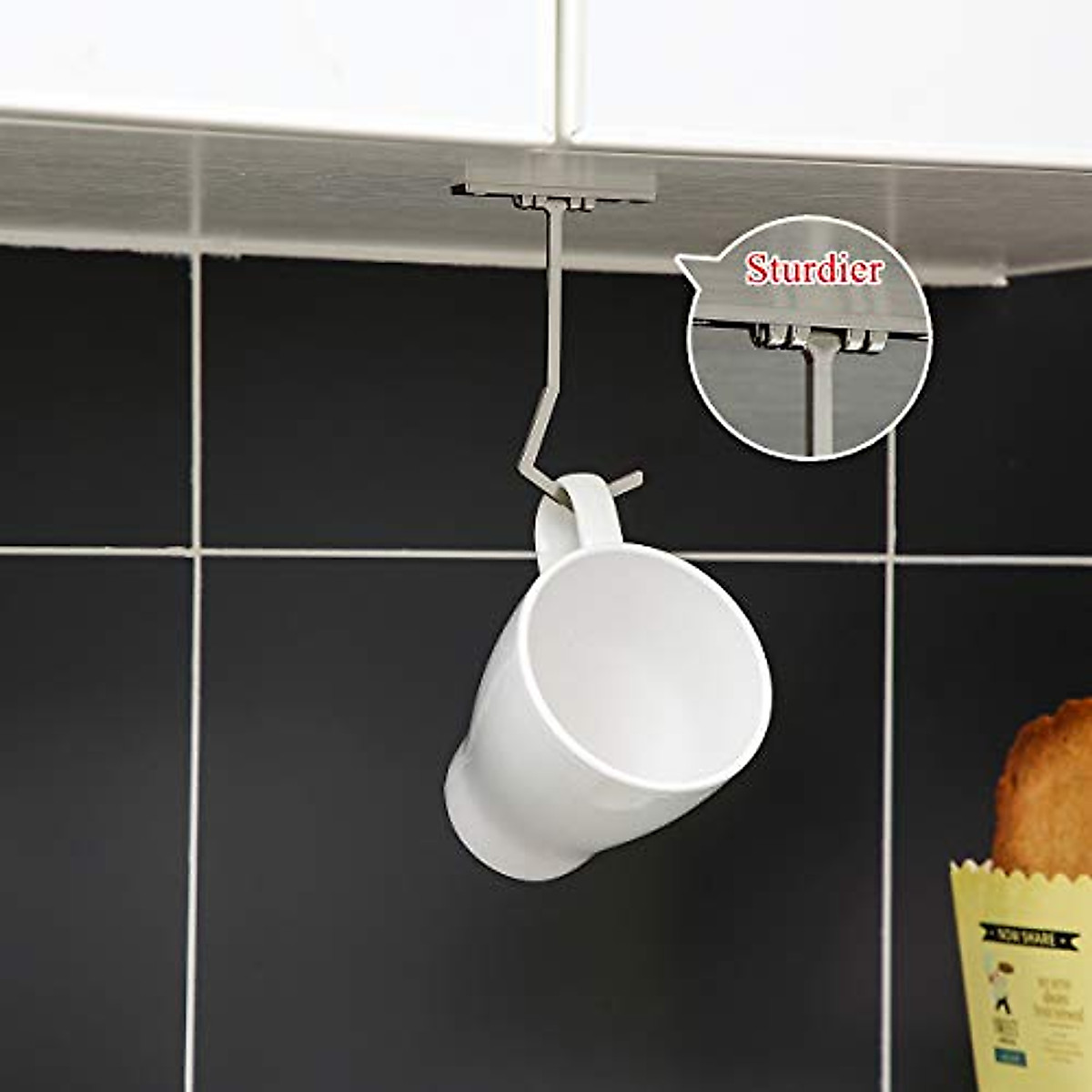 DIKALU Metal Banana Hanger - Under Cabinet Hook for Bananas or Other Kitchen Items. Keep Banana Fresh (Gun Color X 1pc)