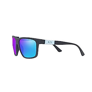 A|X ARMANI EXCHANGE Men's AX4121SF Low Bridge Fit Square Sunglasses, Dark Blue Mirrored Blue, 60 mm