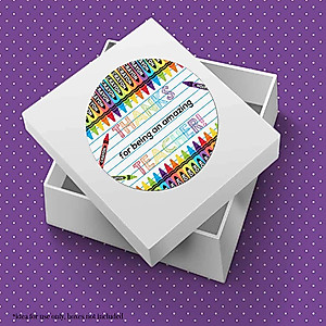 You’re Amazing Crayon Themed Teacher Appreciation Thank You Sticker Labels, 40 2" Party Circle Stickers by AmandaCreation, Great for Envelope Seals & Gift Bags
