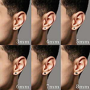 SILBERTALE 925 Sterling Silver Black Cubic Zirconia 3mm-8mm CZ Stud Earrings Men Women