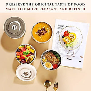 Keweis Bento Lunch Box Set, Set of 2 Insulated Lunch Containers with Thermal Bag, Stackable Stainless Steel Leakproof Lunch Boxes for Adults Kids, Portable Food Container with Date Record