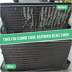 Fcr6 Fin Comb Plastic Colored Fin Coil Comb Straightener Condenser Coil Fin Comb and Air Conditioner Condenser Brush for Evaporator Condenser Coil, 6 Fin Comb on a Ring Handle 12 Different Fin Spacing