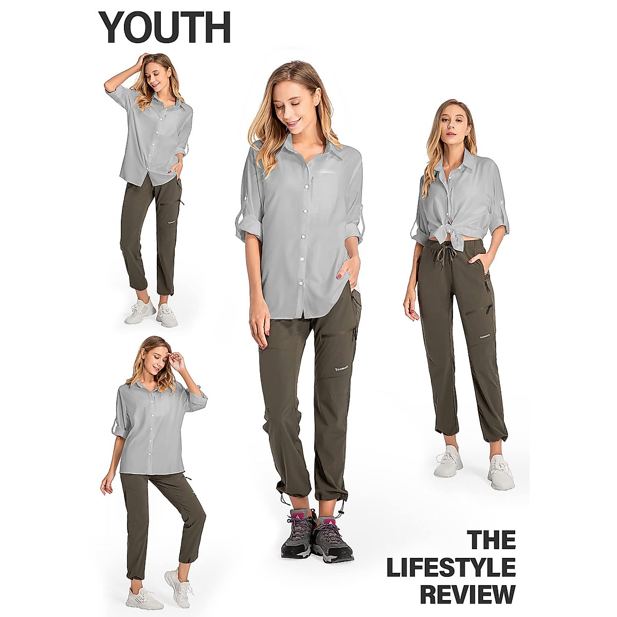 Women's UPF 50 Long Sleeve Sun Protection Shirts Quick Dry Outdoor Fishing Hiking Travel Shirt (5019 Grey, Small)