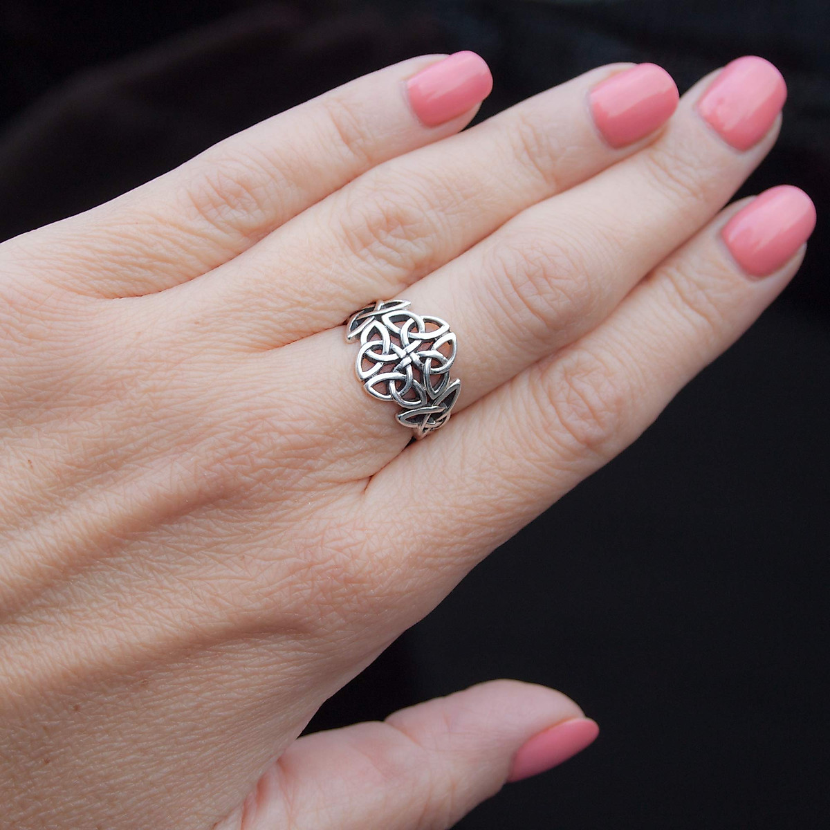 Celtic Knot Ring Sterling Silver 925 - Filigree Braided Irish Wedding Promise Engagement Self Love Rings - Norse Viking Jewelry for Women Size 7 (7)